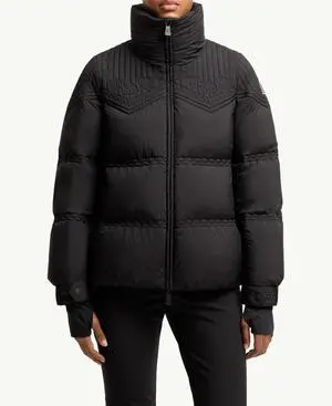 Moncler Anglins Leaf Embroidered Hooded Insulated Ski Jacket - Black