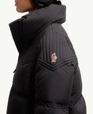 Moncler Anglins Leaf Embroidered Hooded Insulated Ski Jacket - Black