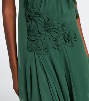 Victoria Beckham Floral-appliqué One-shoulder Silk Cocktail Dress