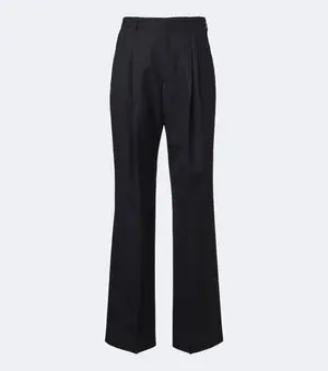 Dries Van Noten Herringbone Pleated Wool Wide-leg Pants