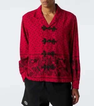 BODE Beaded Kerchief Printed Cotton Flannel Shirt