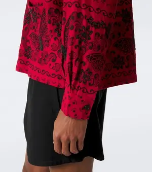 BODE Beaded Kerchief Printed Cotton Flannel Shirt