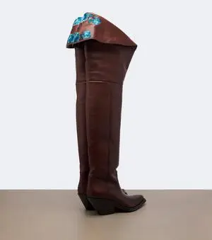 Chloé Azelan Floral Leather Over-the-knee Boots