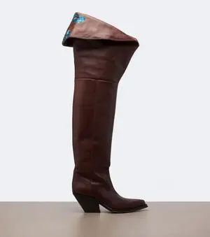 Chloé Azelan Floral Leather Over-the-knee Boots