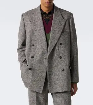 Dries Van Noten Checked Double-breasted Wool Blazer