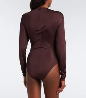 Balmain Draped Satin Bodysuit