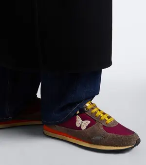 Valentino Garavani Stud Up Embroidered Suede-trimmed Sneakers