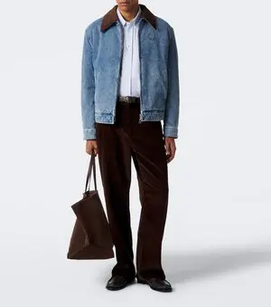 AMI Paris De Coeur Corduroy-trimmed Denim Jacket