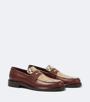 Burberry Check Leather Penny Loafers