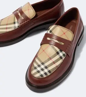 Burberry Check Leather Penny Loafers