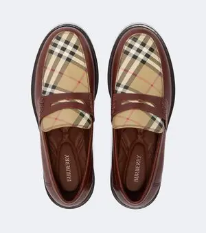 Burberry Check Leather Penny Loafers
