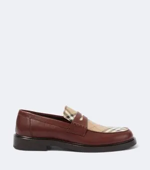 Burberry Check Leather Penny Loafers