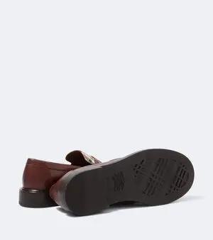 Burberry Check Leather Penny Loafers