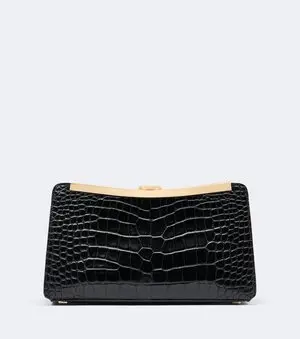 Simkhai Solange Croc-effect Leather Clutch - Black