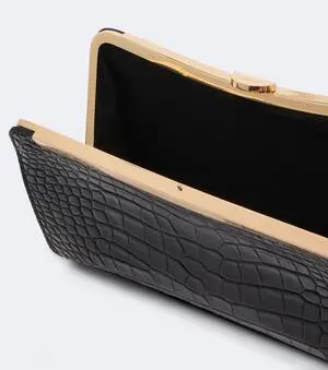 Simkhai Solange Croc-effect Leather Clutch