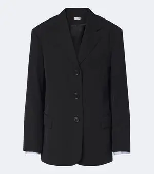 Loewe Double L Double-breasted Wool Blazer - Black