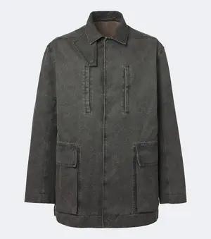 Rick Owens Collared Mac Coated Cotton Canvas Jacket