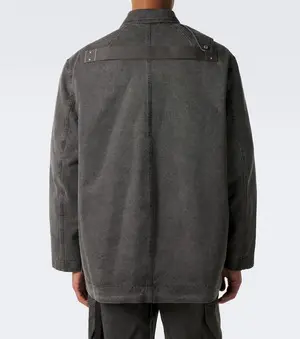 Rick Owens Collared Mac Coated Cotton Canvas Jacket