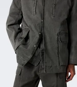 Rick Owens Collared Mac Coated Cotton Canvas Jacket