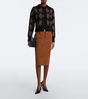 AMI Paris Suede Midi Skirt