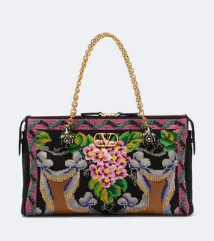 Valentino Garavani Panthea Medium Embroidered Shoulder Bag