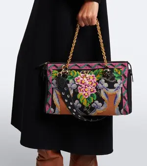 Valentino Garavani Panthea Medium Embroidered Shoulder Bag