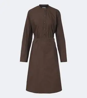 LEMAIRE Vareuse Belted Cotton And Silk Midi Dress - Brown