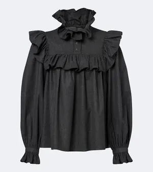Chloé Ruffled Wool And Cashmere Flannel Blouse