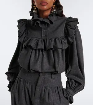 Chloé Ruffled Wool And Cashmere Flannel Blouse