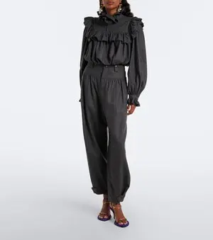 Chloé Ruffled Wool And Cashmere Flannel Blouse
