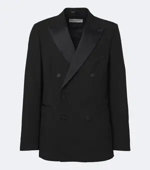 Dries Van Noten Double-breasted Wool And Silk-blend Blazer - Black