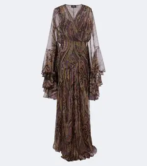 Etro Paisley Ruffled Silk-blend Crêpon Maxi Dress