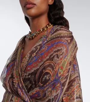 Etro Paisley Ruffled Silk-blend Crêpon Maxi Dress
