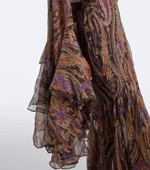 Etro Paisley Ruffled Silk-blend Crêpon Maxi Dress