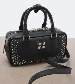 Miu Miu Arcadie Studded Leather Top-handle Bag