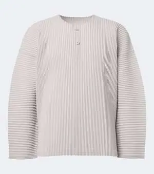Issey Miyake Homme Plissé Monthly Colors: September Pleated Henley Shirt - Grey