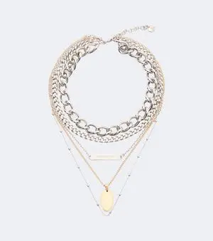 Rabanne Layered Chain Necklace - Silver