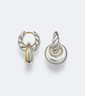David Yurman Sculpted Cable Sterling And 14kt Gold Drop Earrings