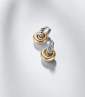 David Yurman Sculpted Cable Sterling And 14kt Gold Drop Earrings