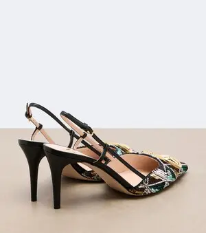 Valentino Garavani Vlogo Sequined Leather Slingback Pumps