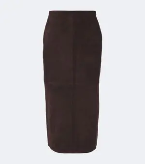 Nour Hammour Alana Suede Pencil Skirt - Brown
