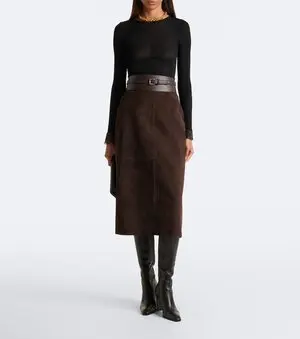 Nour Hammour Alana Suede Pencil Skirt