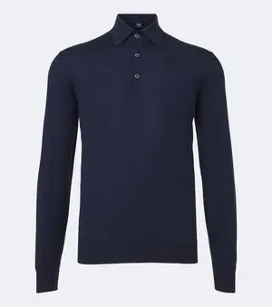 Fedeli Wool Polo Sweater - Blue