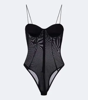 Alex Perry Sheer Bodysuit - Black