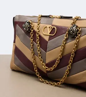 Valentino Garavani Panthea Medium Chevron Leather Shoulder Bag