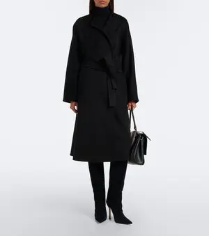 Gucci Gg Belted Wool And Silk Wrap Coat