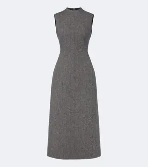MAISON MARGIELA Herringbone Virgin Wool Midi Dress