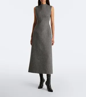 MAISON MARGIELA Herringbone Virgin Wool Midi Dress