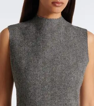 MAISON MARGIELA Herringbone Virgin Wool Midi Dress