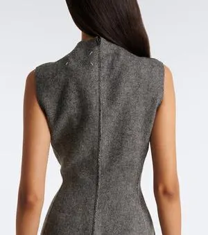 MAISON MARGIELA Herringbone Virgin Wool Midi Dress